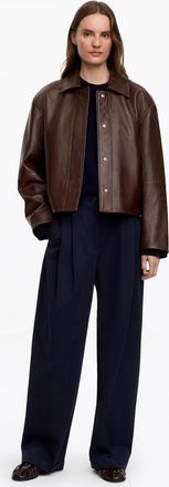 Arket Kurze Lederjacke -Braun