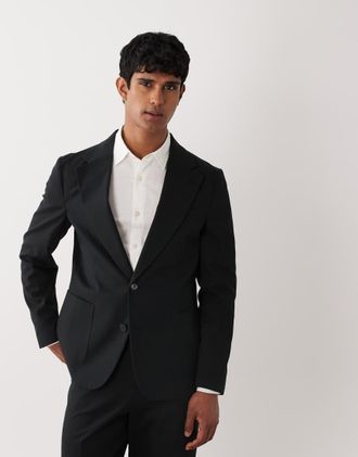 Asos Blazer de costume ajust&eacute; en tissu flamm&eacute; textur&eacute; - Noir
