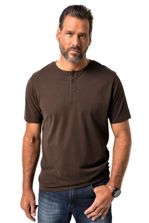 JP1880 Herren gro&szlig;e Gr&ouml;&szlig;en &Uuml;bergr&ouml;&szlig;en Menswear L-8XL JP1880 Henley, Basic, Knopfleiste, Halbarm, bis 7 XL Dunkelbraun 4XL 726695117-4XL