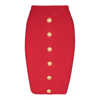 Balmain Femme, Jupes, Rouge, Taille: 34 FR Jupe en maille avec boutons