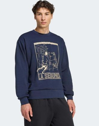 adidas adidas Performance - Real Madrid - Retro-Sweatshirt in Legend Ink mit Rundhalsausschnitt-Schwarz