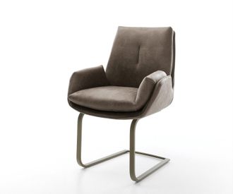 DELIFE Freischwinger Clea-Flex Mikrofaser Taupe Vintage Freischwinger flach Effektfinish Titan, Esszimmerst&uuml;hle