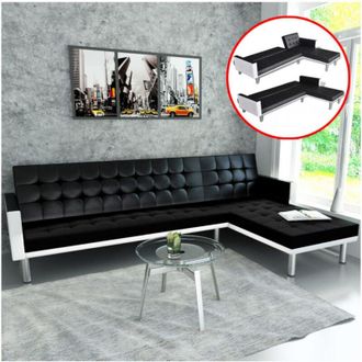 vidaXL Schlafsofa L-Form Kunstleder Schwarz vidaXL