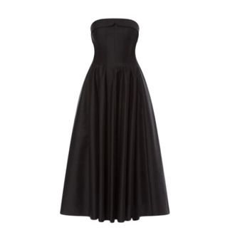 Alberta Ferretti Femme, Robes, Noir, Taille: 40 FR Robe Midi Bustier en Laine et Soie