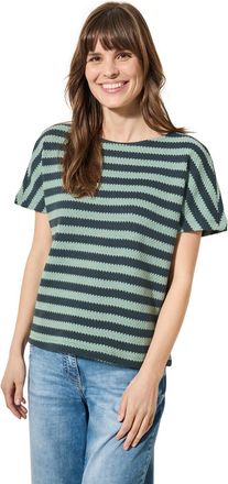 Cecil Striped Structure T-Shirt Matcha Green XS