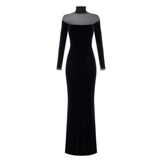Elisabetta Franchi Femme, Robes, Noir, Taille: 40 FR Robe de Soir&eacute;e Tapis Rouge en Velours et Jersey