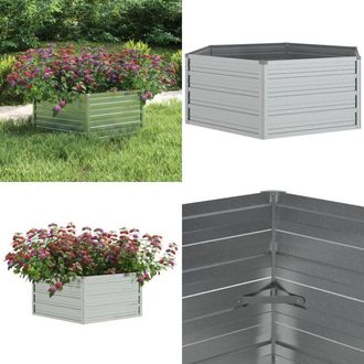 vidaXL Vidaxl - Lit sur&eacute;lev&eacute; de jardin 129x45 cm Acier galvanis&eacute; Argent&eacute; - Jardiniere Metal - Pot De Fleurs Exterieur - Bac Plante - Raised Garden Bed