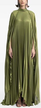 Gemy Maalouf Cape-Abendkleid mit Falten - Gr&uuml;n