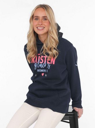 Zwillingsherz Sweatshirt gestickter Schriftzug vorn und hinten, Kapuze, Langarm, K&auml;ngurutasche