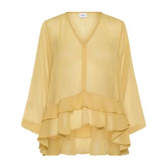 Saint Tropez Femme, Blouses et Chemises, Jaune, Taille: 46 FR LindzySZ Blouse