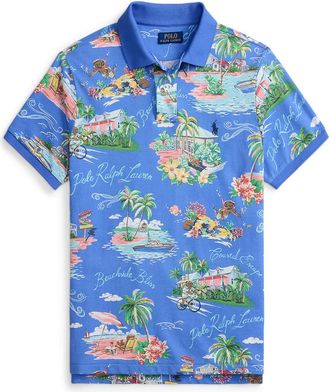 Ralph Lauren Piqu&eacute;-Poloshirt mit Polo Bear Karibik-Motiven, Custom Slim Fit in