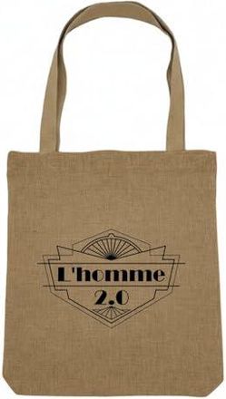 Fabulous Sac Shopping Tote Bag Aspect Lin - LHomme 2.0 Luxe Vintage France Art D&eacute;co - Sac de Courses Toile Epaisse 360g Beige Naturel Cabas Port&eacute; Epaule Solide