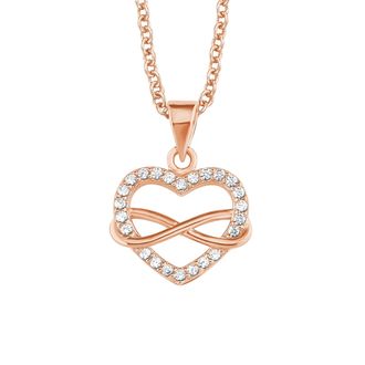 s.Oliver Kette mit Herz Anh&auml;nger und Infinity-Symbol f&uuml;r Damen, Zirkonia und 925 Sterling Silber, Ros&eacute;vergoldet