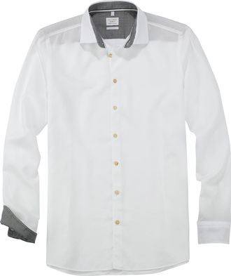 Olymp Herren Freizeithemd Langarm Level Five Smart Casual,Dyewasher Weaving,Body fit,Kent-Kragen,Off White 01,M