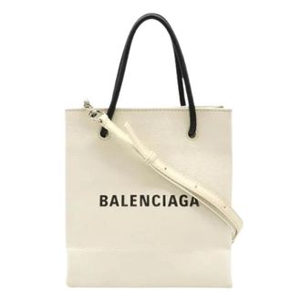 Balenciaga Pre-owned Shopping Tote XXS Leather 2way Tote Bag - Femme - Pre-owned - Blanc - Taille: ONE Size