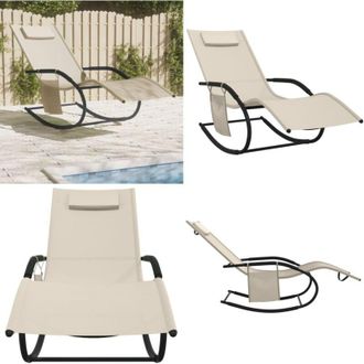 vidaXL Schaukelliege Creme Stahl und Textilene - Gartensaison - Liege - Sonnenschirm - Outdoor M&ouml;bel - Relaxgarten - Home & Living