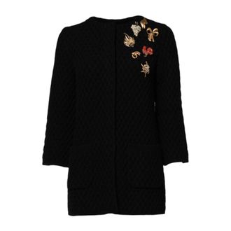 Dolce & Gabbana Luxuri&ouml;se Kaschmir Verzierte Jacke Knopfverschluss - - Knitwear - Damen - Schwarzk - 2XS