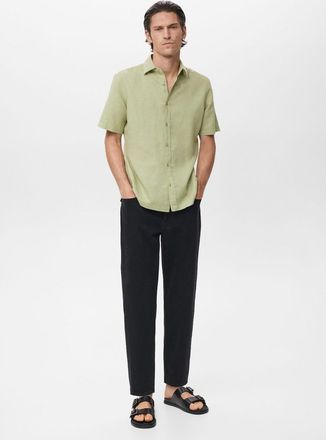 Mango Chemise antsh-h vert pomme - Homme - XS - MANGO MAN