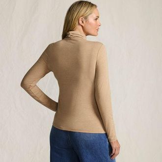 Lands End Rollkragenshirt aus Baumwoll/Modalmix, Damen, Gr&ouml;&szlig;e:56-58 plus, Braun, Baumwolle/Elasthan/Baumwolle Modal, by Lands End