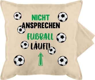 Shirtracer Kissenbezug - Kissen - Nicht ansprechen Fu&szlig;ball l&auml;uft | Fussball Geschenk Jungs | Fu&szlig;ballfans Geschenke M&auml;nner | Fu&szlig;ballzubeh&ouml;r - 50 x 50 cm - Beige N
