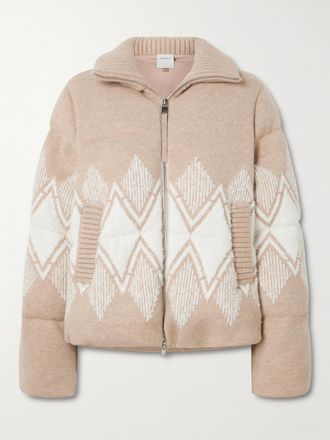 Varley Belinda Wattierte Jacke Aus Strick Mit Fair-isle-muster - Braun