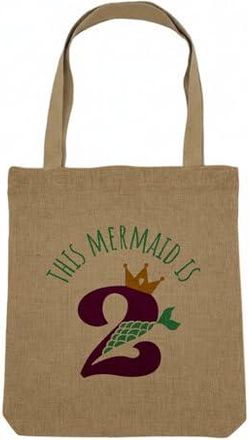 Fabulous Sac Shopping Tote Bag Aspect Lin - This Mermaid is 2 Years Old Birthday Party - Sac de Courses Toile Epaisse 360g Beige Naturel Cabas Port&eacute; Epaule Sol