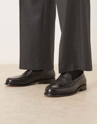 Asos Mocassins en cuir effet vieilli - Noir