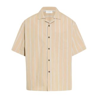 Paolo Pecora Homme, Chemises, Beige, Taille: XS Chemise Manches Courtes Coupe Boxy