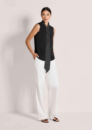 Madeleine Kurzarmshirt Elegantes Blusenshirt mit Schluppe Viskosetop mit V-Ausschnitt und ohne Arm