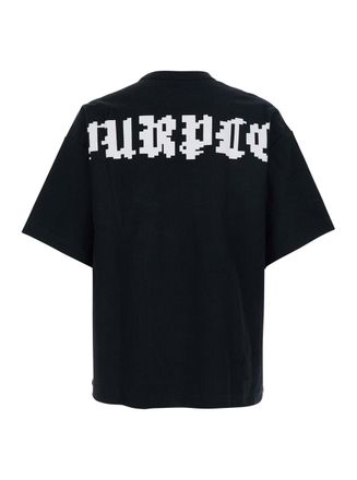 Purple Logo-Embroidered Cotton T-Shirt - Black