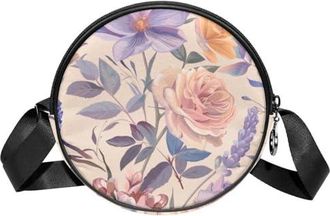 Generic Sac &agrave; bandouli&egrave;re Circle pour femme, petit sac &agrave; bandouli&egrave;re rose lavande avec fermeture &eacute;clair, bretelles r&eacute;glables, sac &agrave; main rond d&eacute;contract&eacute; pour