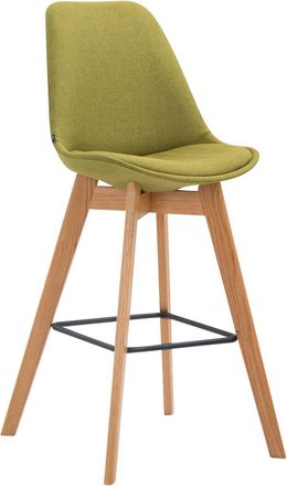 Clp Barhocker METZ mit Stoffbezug I Thekenhocker mit Eichenholzgestell und Fußstütze I Barstuhl mit Lehne I erhältlich, Farbe:grün, Gestell Farbe:Natur
