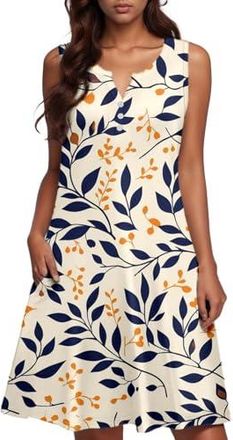 Generic Robe boh&egrave;me 2026 pour femme, robe d&eacute;t&eacute; d&eacute;contract&eacute;e, ample, col en V, sans manches, avec poches, cache-maillot de bain, blanc, 3XL