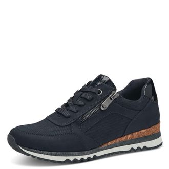 Marco Tozzi Damen Sneaker flach mit Reißverschluss Vegan, Blau (Dk.navy comb), 40 EU