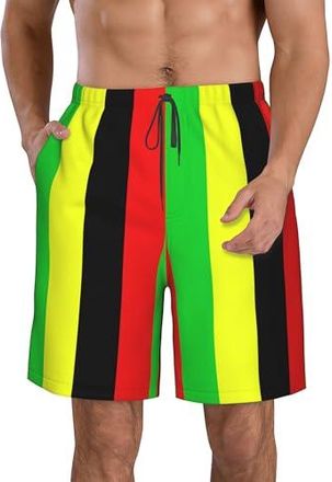 AOOEDM Rasta Jamaica Raggae Short de Plage pour Homme avec Poches, Short dété, Maillots de Bain