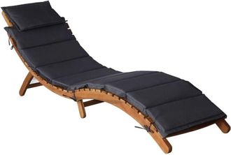 vidaXL Vidaxl - Chaise longue avec coussins gris foncé bois massif acacia