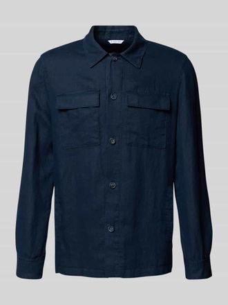 Manuel Ritz Regular Fit Leinenhemdjacke mit Brustpattentaschen