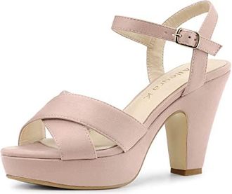 Allegra K Sandales &agrave; Talons compens&eacute;s et Plateforme &agrave; la Cheville pour Femmes Rose poussi&eacute;reux 38