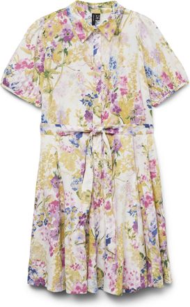 Vero Moda Damen Vmdicthe 2/4 Short Volume Dress WVN Ga, Snow White, S