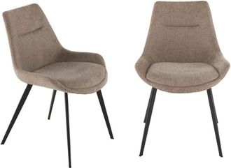 Signature Lot de 2 chaises en tissu taupe L62 cm - colombe