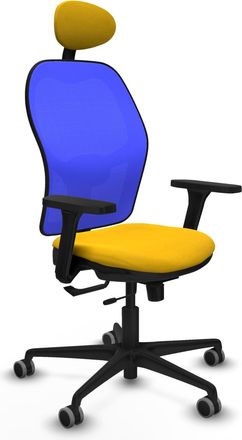 Piqueras y Crespo Ergonomischer Telearbeitsstuhl mit 3D-Armen, h&ouml;henverstellbarer Lendenwirbelst&uuml;tze und festem Kopfteil, ausgestattet mit Syncro/Traslack und eingespri