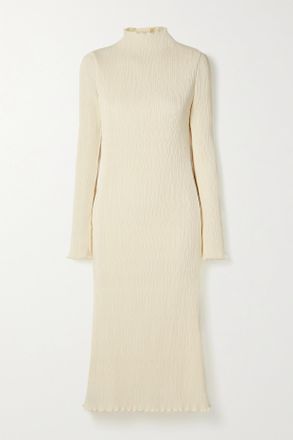 Danielle Frankel Adrienne Midikleid Aus Plissiertem Stretch-satin Mit R&uuml;ckenausschnitt - Wollwei&szlig;