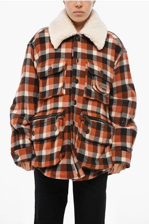 Dsquared2 Checked AMERICANA FIELD Utility Jacket with Fleece Lining size 42
