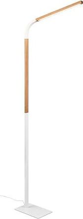 Trio Leuchten Stehleuchte Norris 445210131, Metall Weiß matt, Holz naturbelassen, inkl. 11 Watt LED, Dimmer