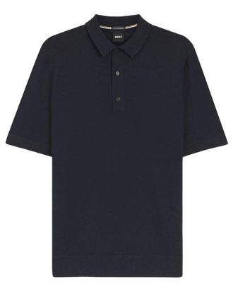 HUGO BOSS Leichtes Feinstrick-Poloshirt aus Schurwolle in