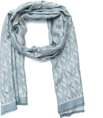 Michael Kors Damen Mk Charm Colorblocked Lws Scarf, Stylish Fashion Accessory for Cold Weather Schal, Chambray, Einheitsgr&ouml;&szlig;e