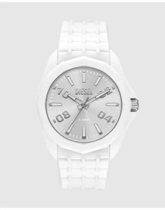 Diesel Stinger montre blanche en silicone &agrave; trois aiguilles