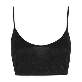 Federica Tosi Lurex Cropped Top mit D&uuml;nnen Tr&auml;gern - - Tops - Damen - Schwarzk - M