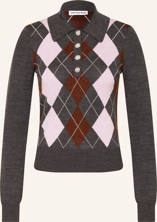 Self Portrait Self-Portrait Pullover Mit Schmucksteinen grau