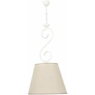 Licht-Erlebnisse Licht-erlebnisse - Pendelleuchte Landhaus Stil Stoffschirm Beige Weiß E27 Schlafzimmer Wohnzimmer